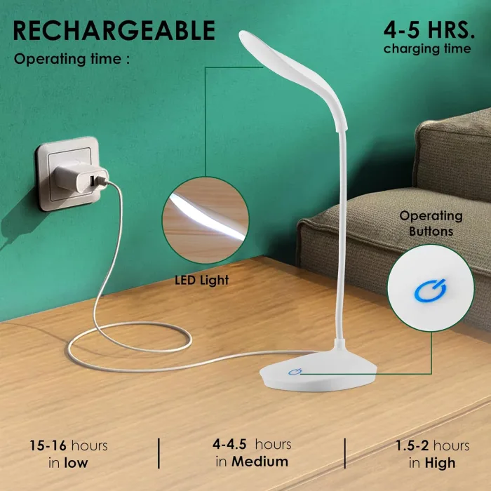 Home Care : Dimmable LED Desk Lamp, Touch Control, Portable - Mithila Craft